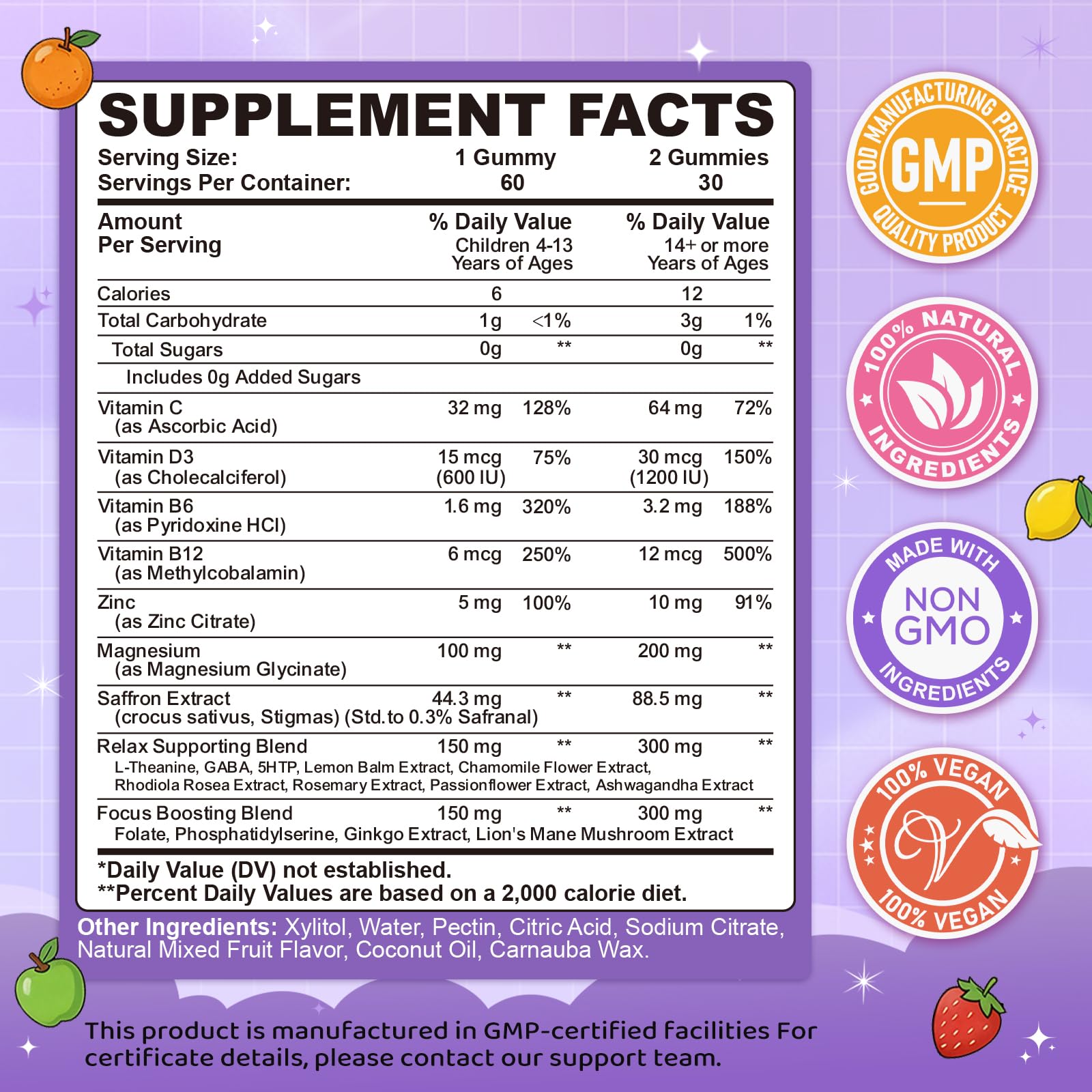 Natural stress relief saffron gummies
