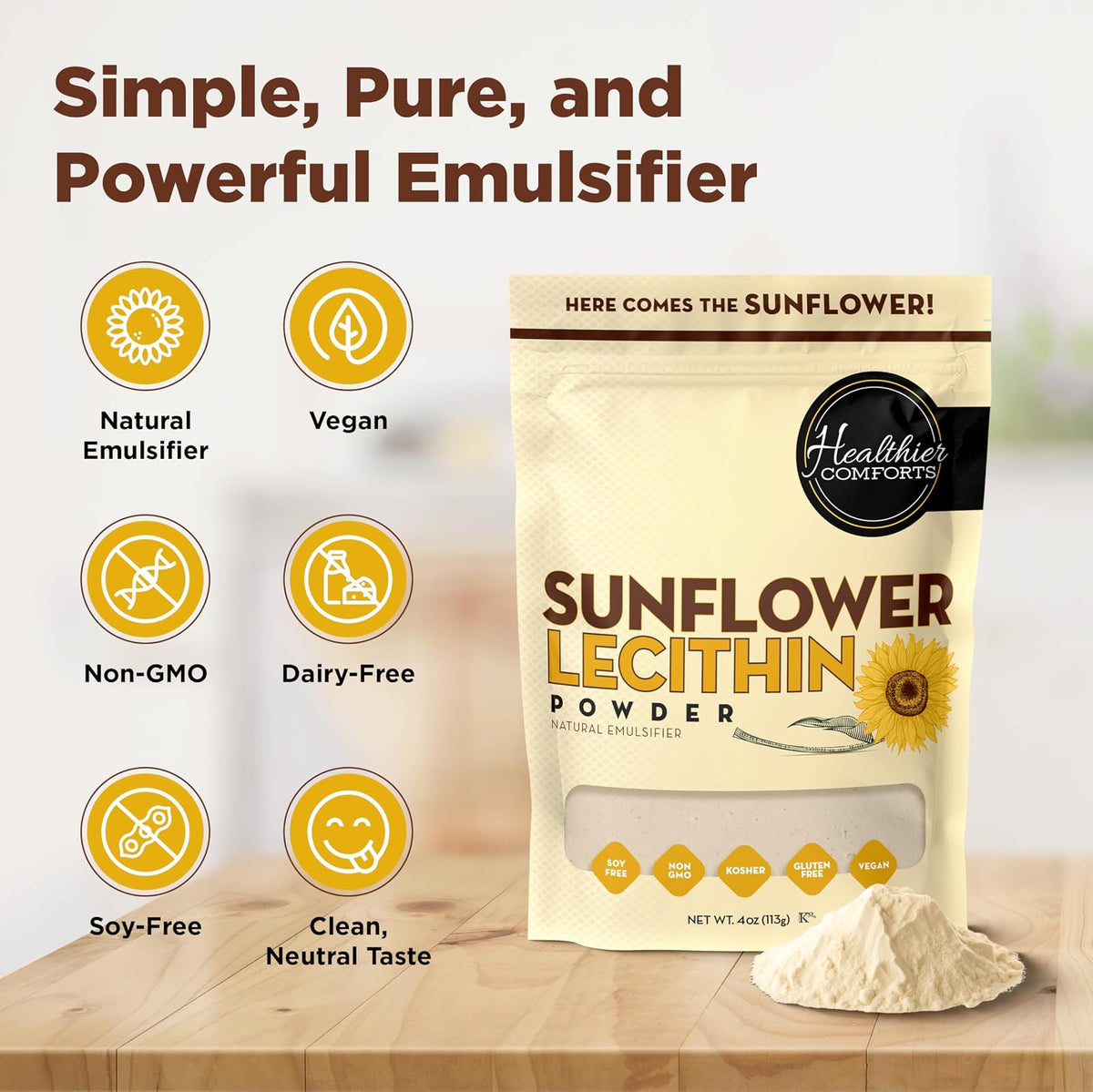 Natural sunflower lecithin powder for baking