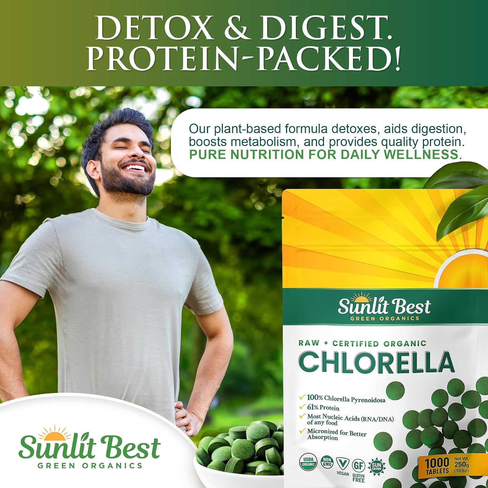 Natural superfood chlorella for wellness
