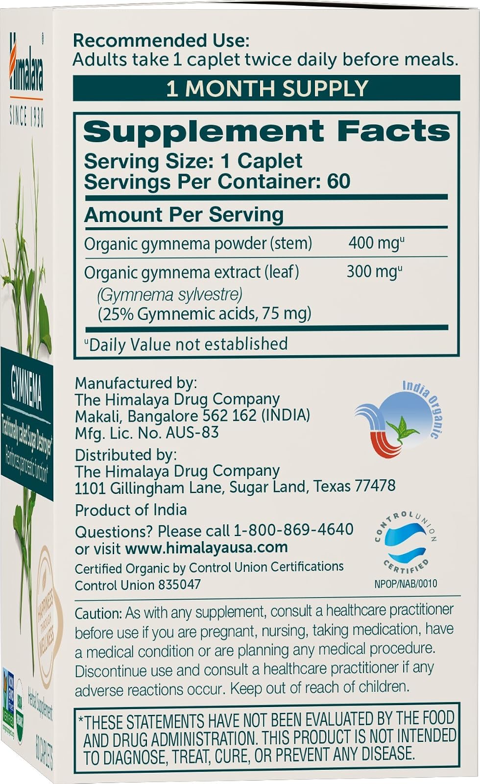 natural support with Himalaya Gymnema tablets