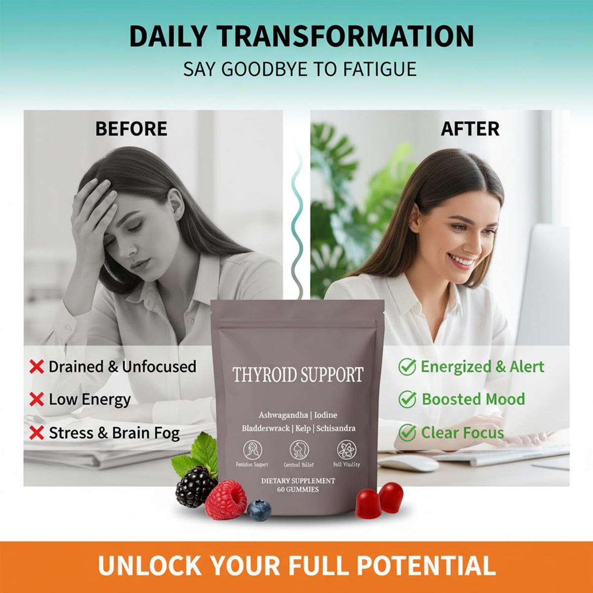 Natural thyroid health support gummies