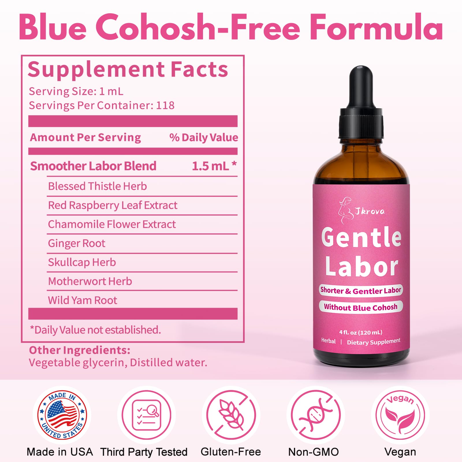Natural tincture for easing labour pains