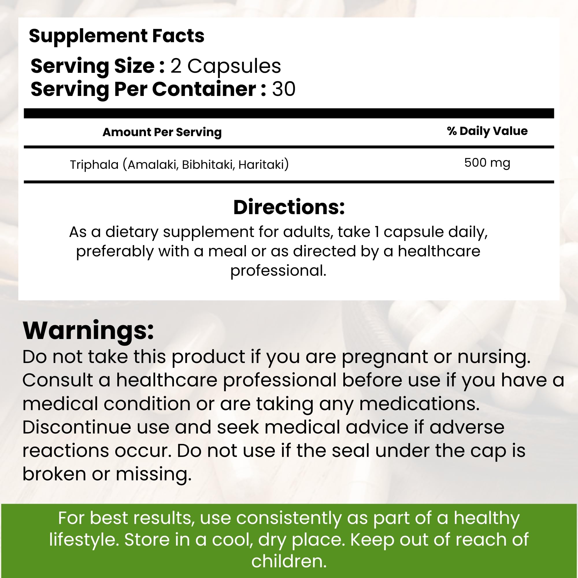 Natural triphala for digestive support