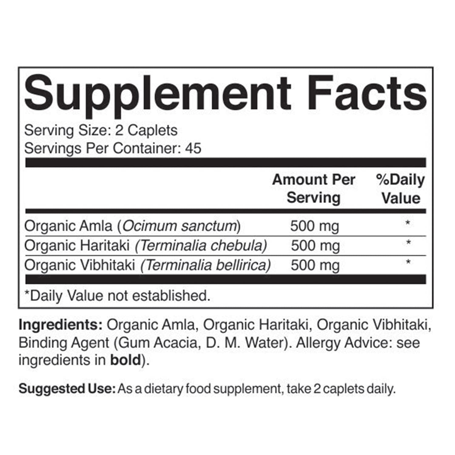 Natural triphala tablets for detox