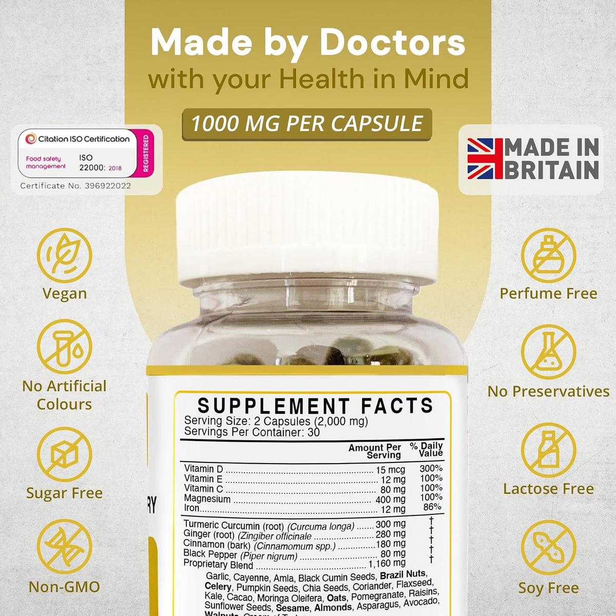 Natural turmeric capsules for daily health