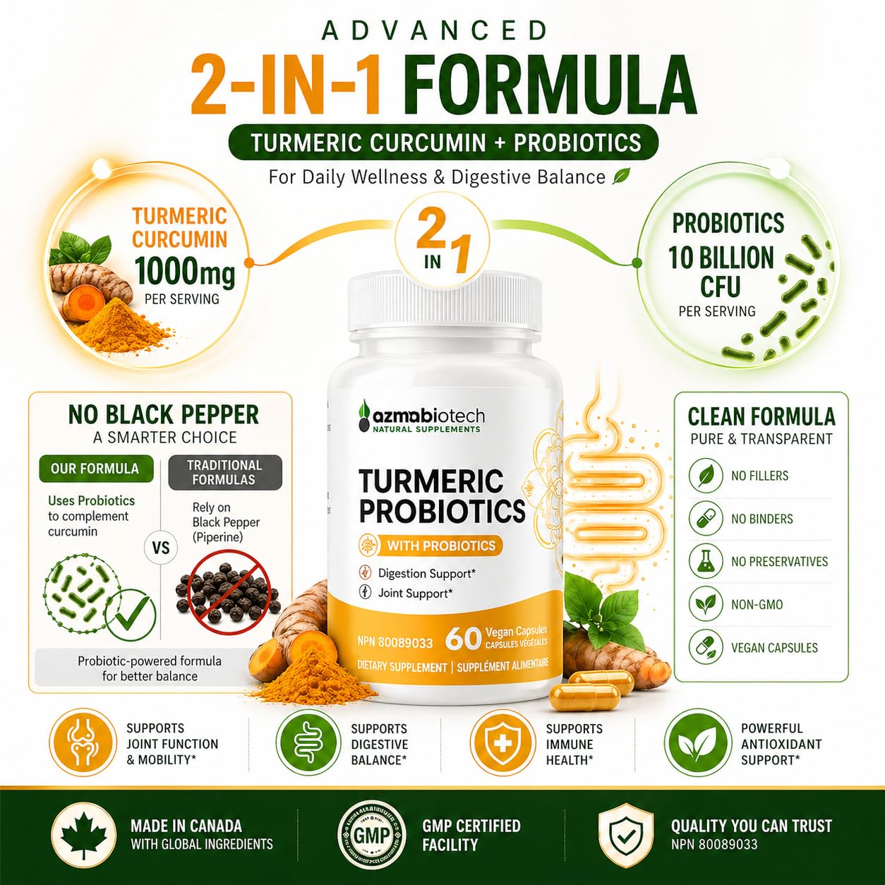 natural turmeric capsules with probiotics