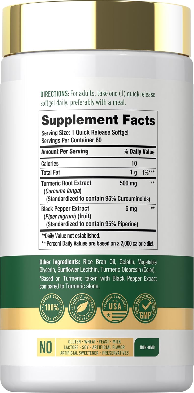 Natural turmeric curcumin for wellness