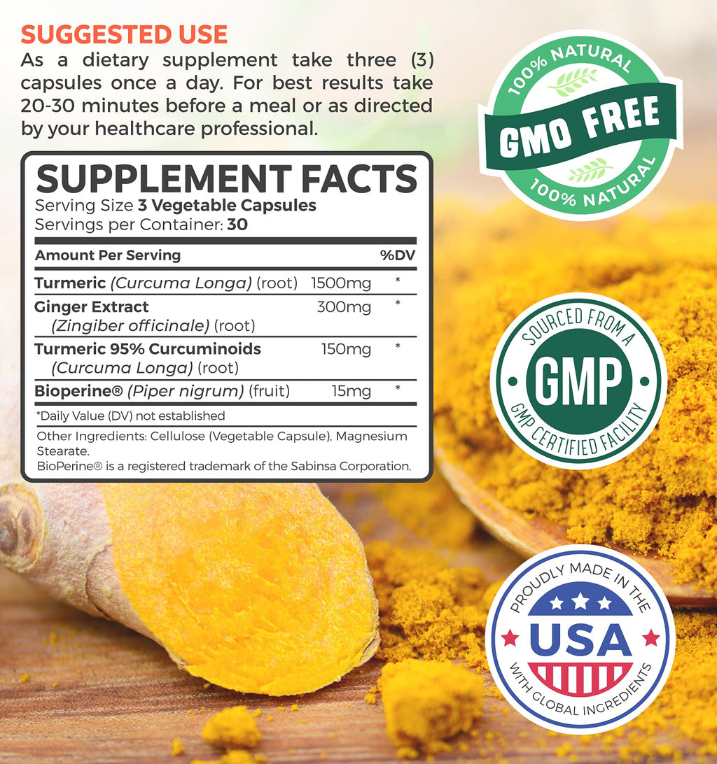 natural turmeric curcumin supplement capsules