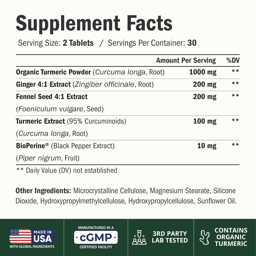 natural turmeric curcumin tablets