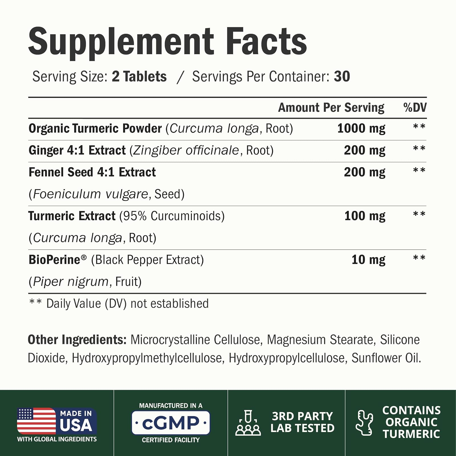 natural turmeric curcumin tablets