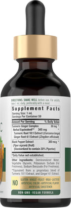 Natural turmeric ginger liquid supplement
