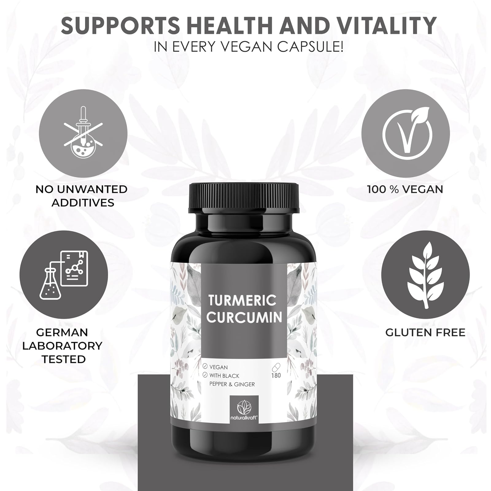 Natural turmeric supplement with black pepper