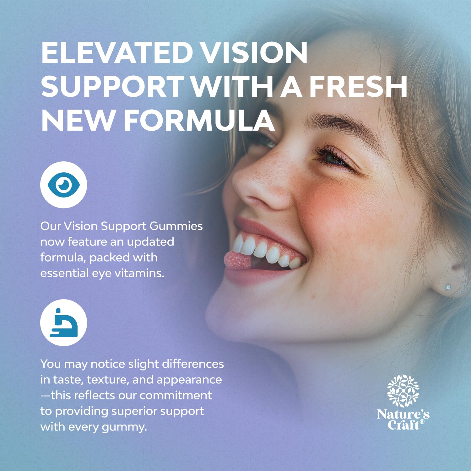 Natural vision support gummies for adults