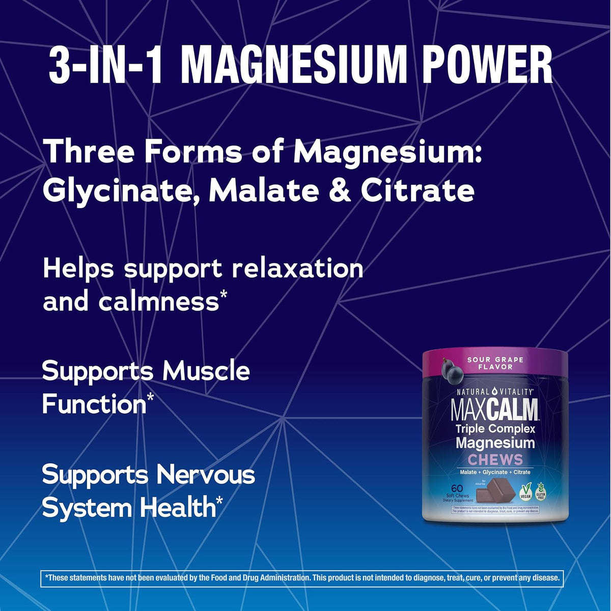 Natural Vitality MaxCalm magnesium chews for muscle support