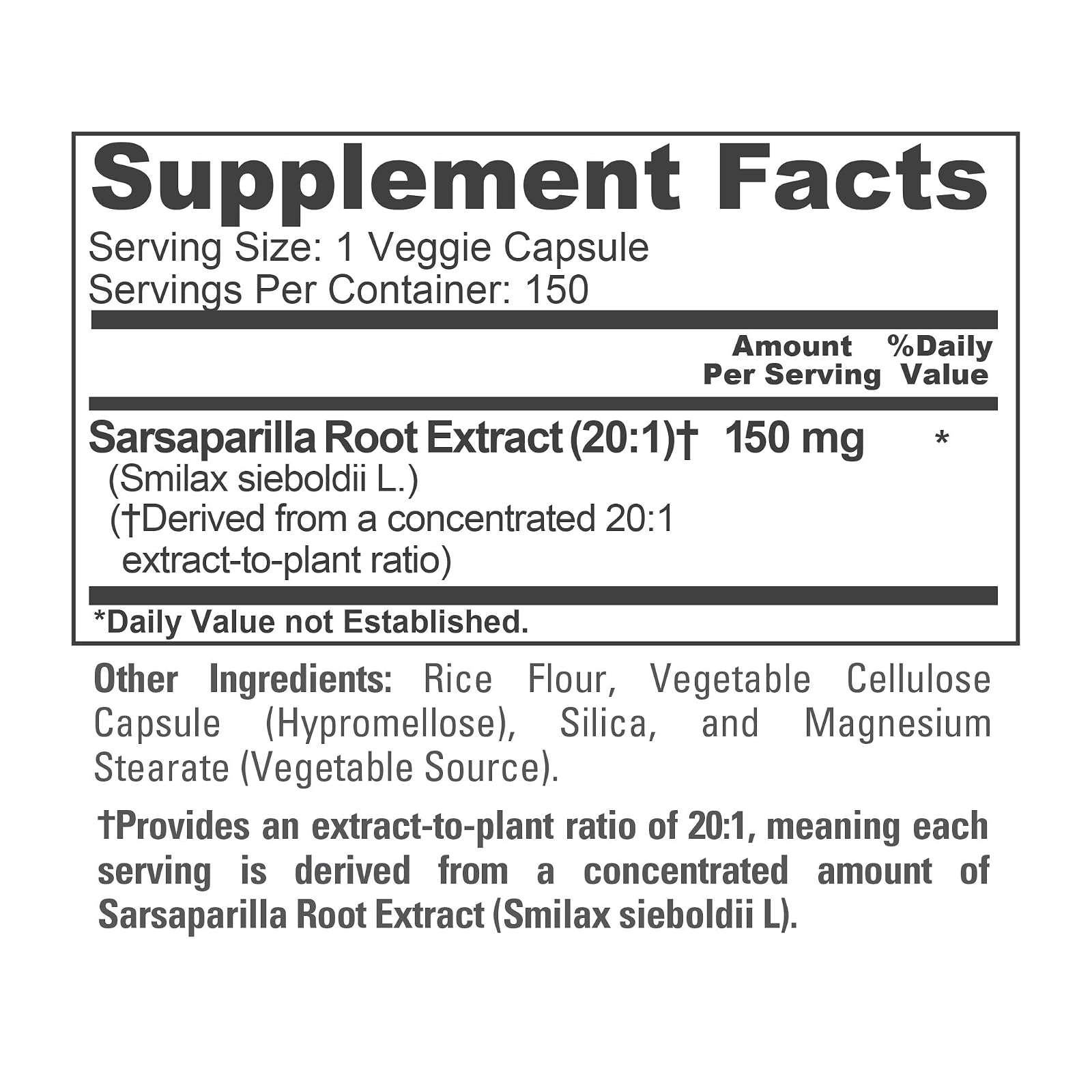 Natural vitamin A source Sarsaparilla