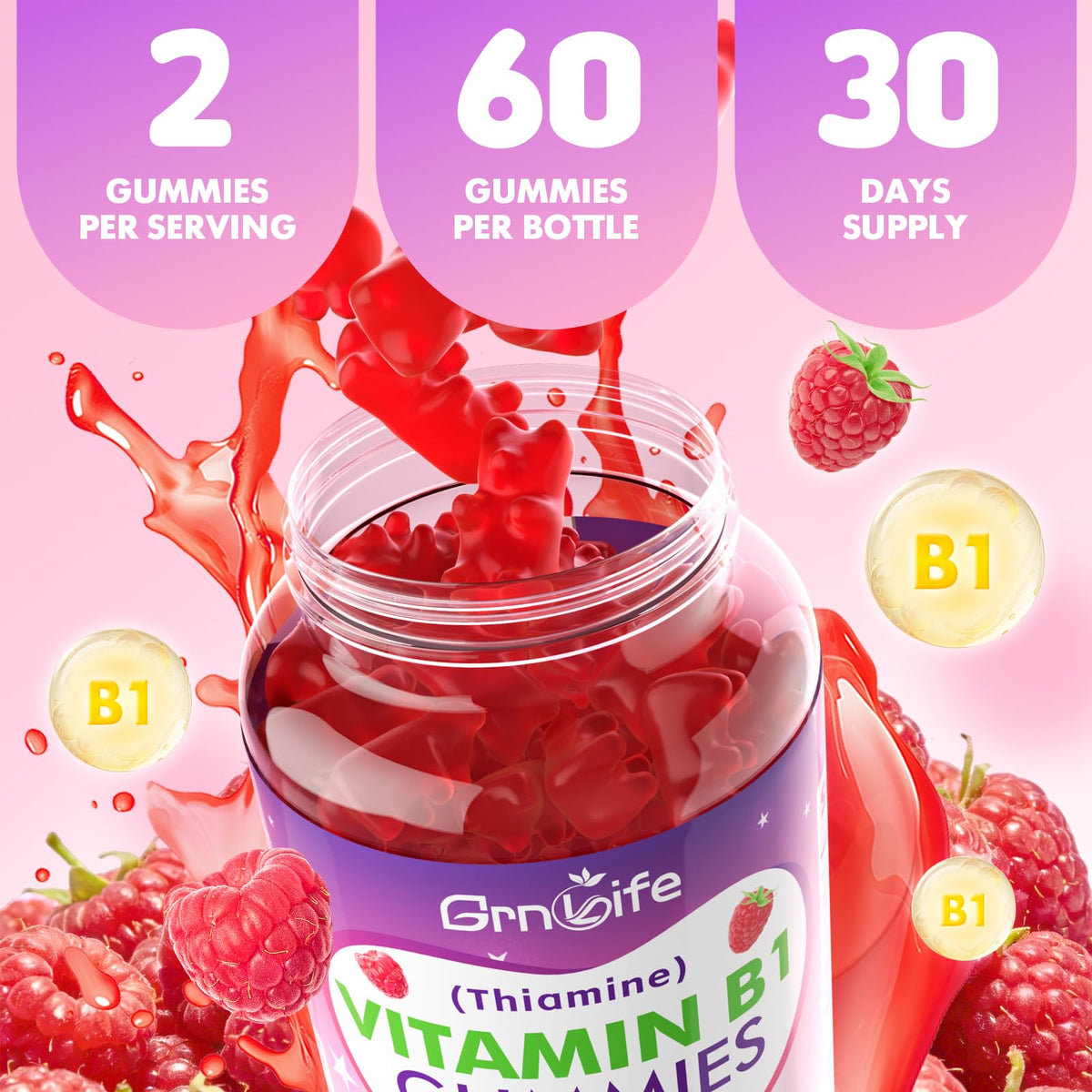 Natural Vitamin B1 gummies for daily use