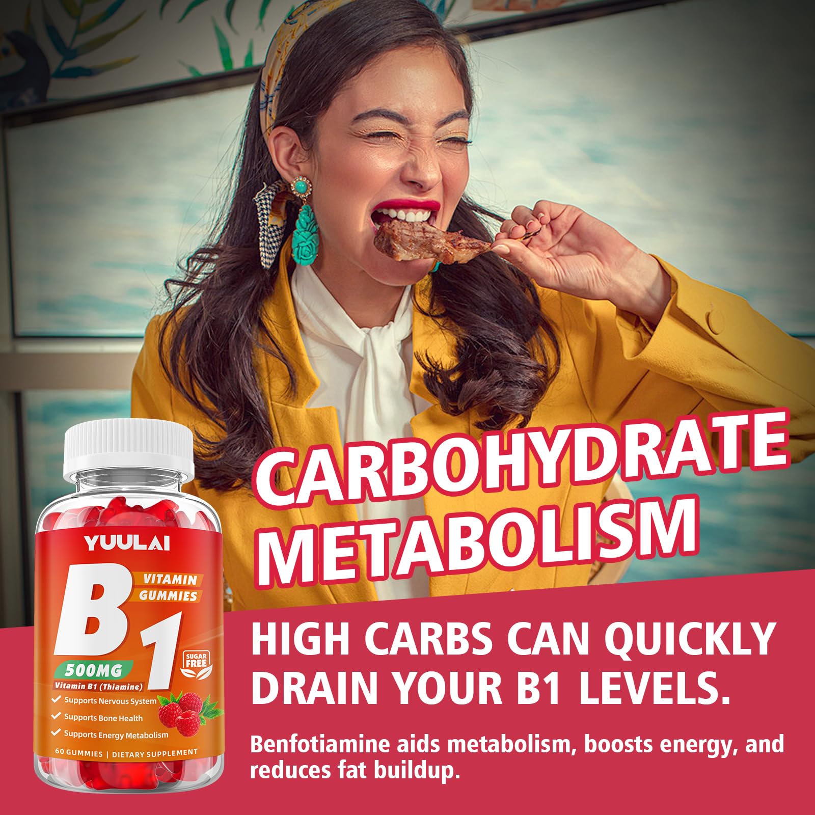 Natural Vitamin B1 gummies for wellness