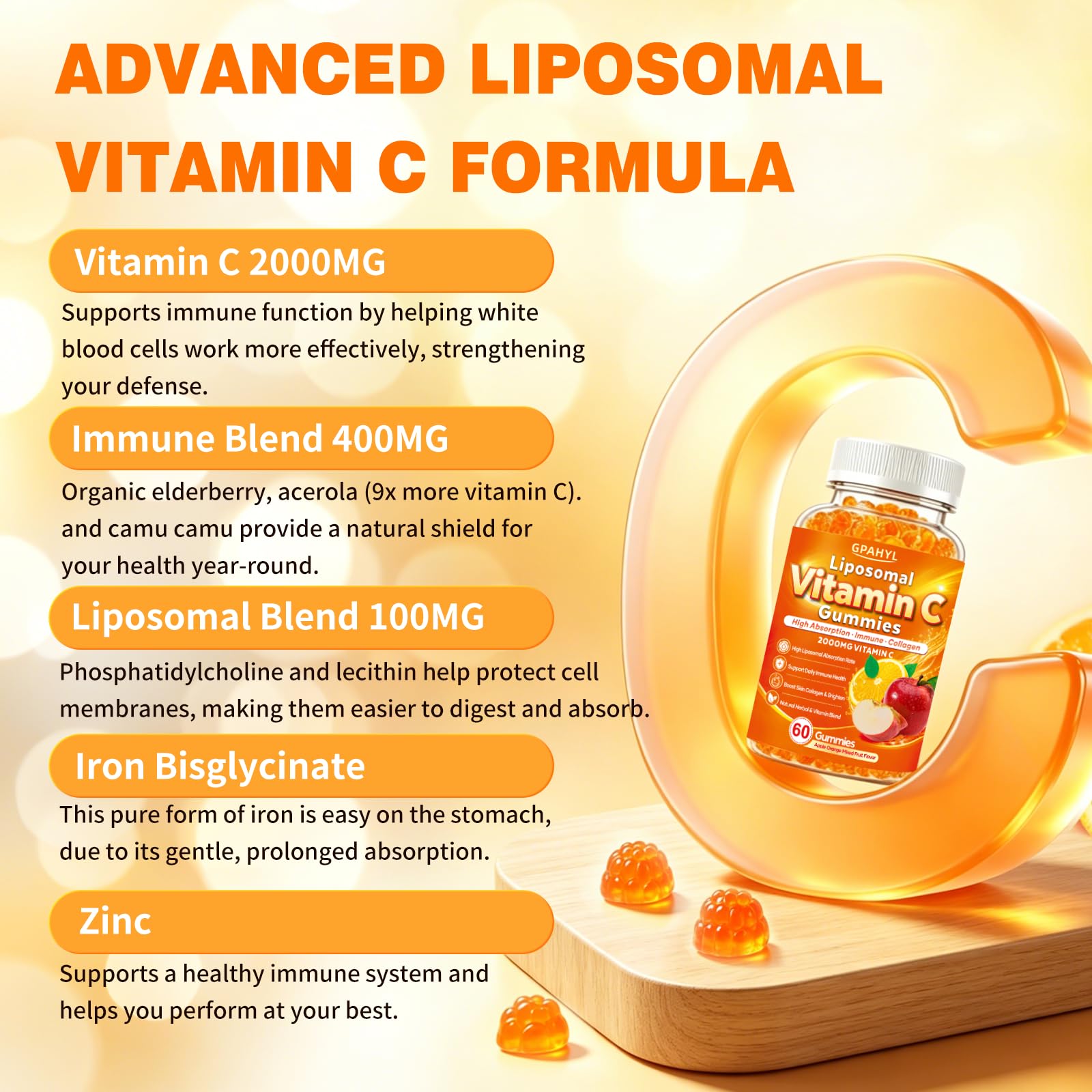 Natural Vitamin C gummies for skin health