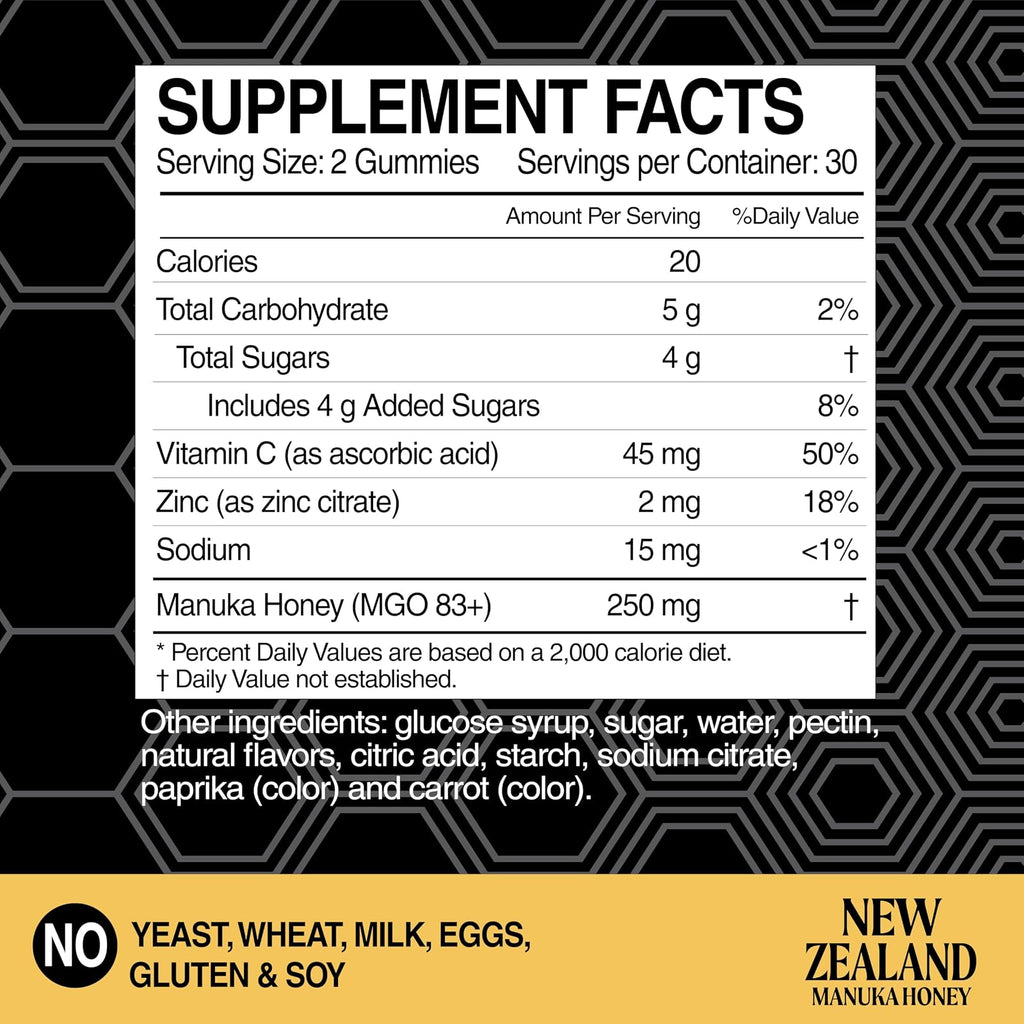 Natural Vitamin C gummies with Manuka honey