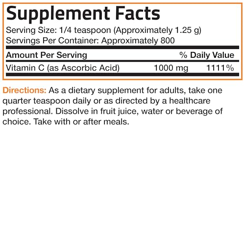 Natural vitamin C powder for energy boost