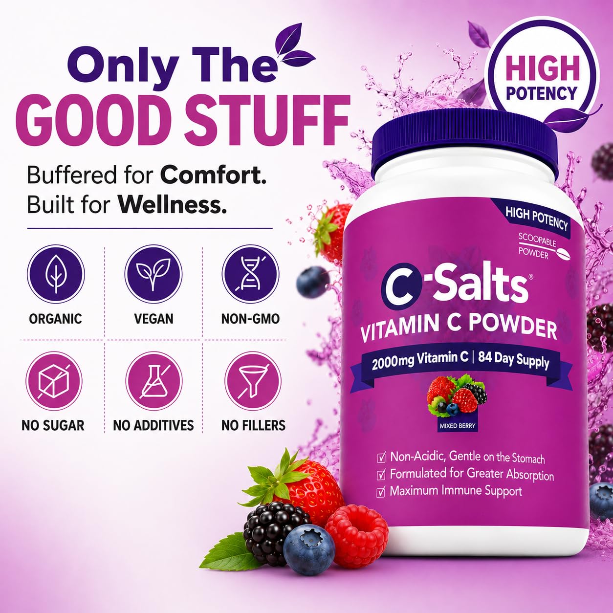 Natural vitamin C powder for energy