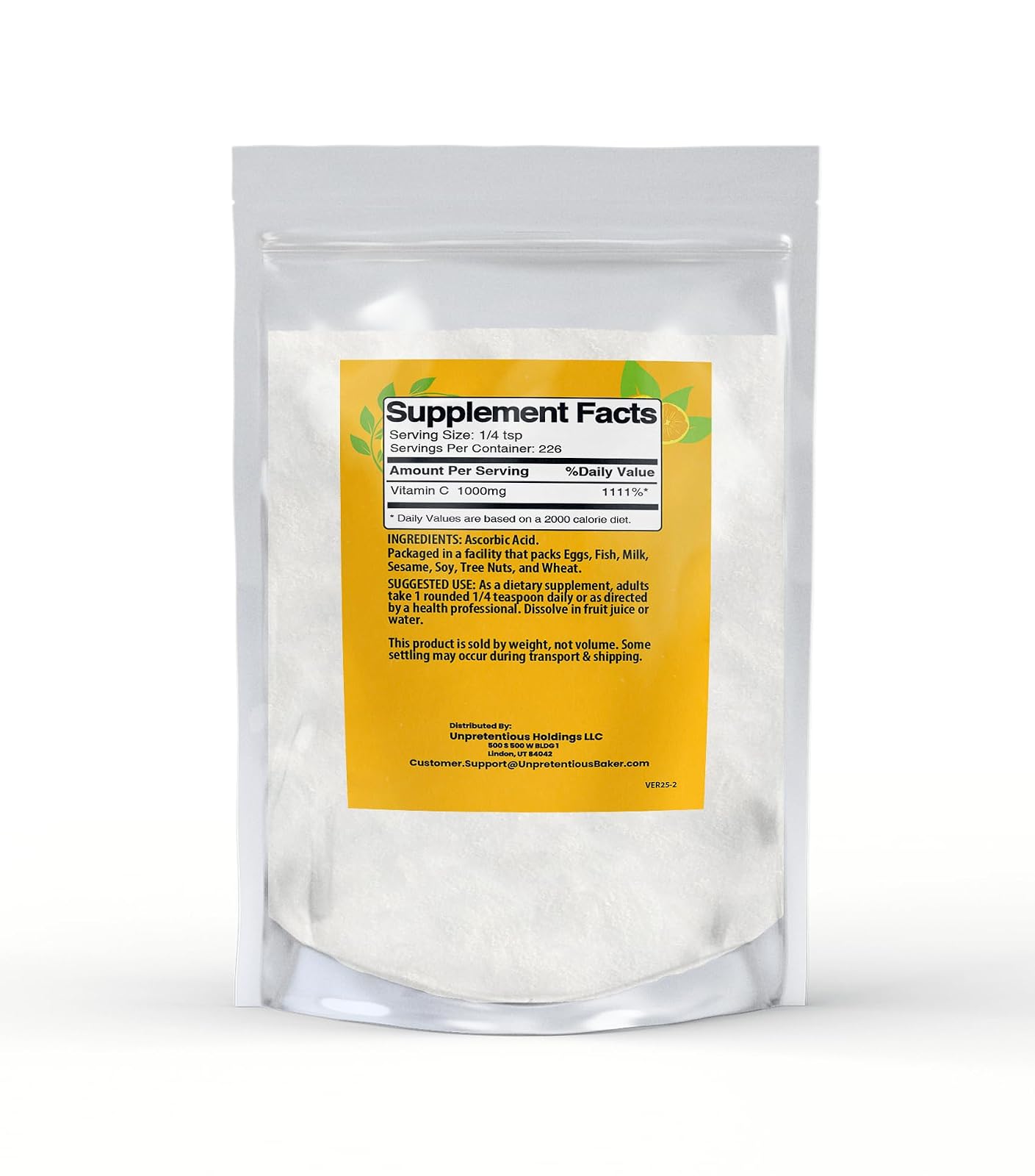 Natural vitamin C powder for immunity