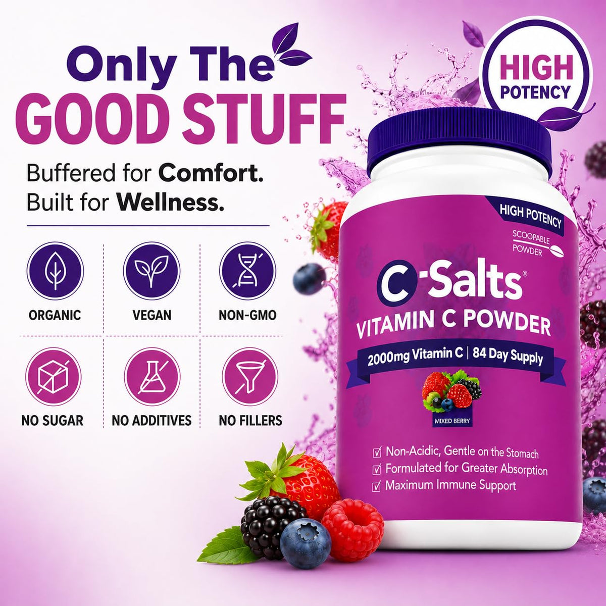Natural vitamin C powder supplement