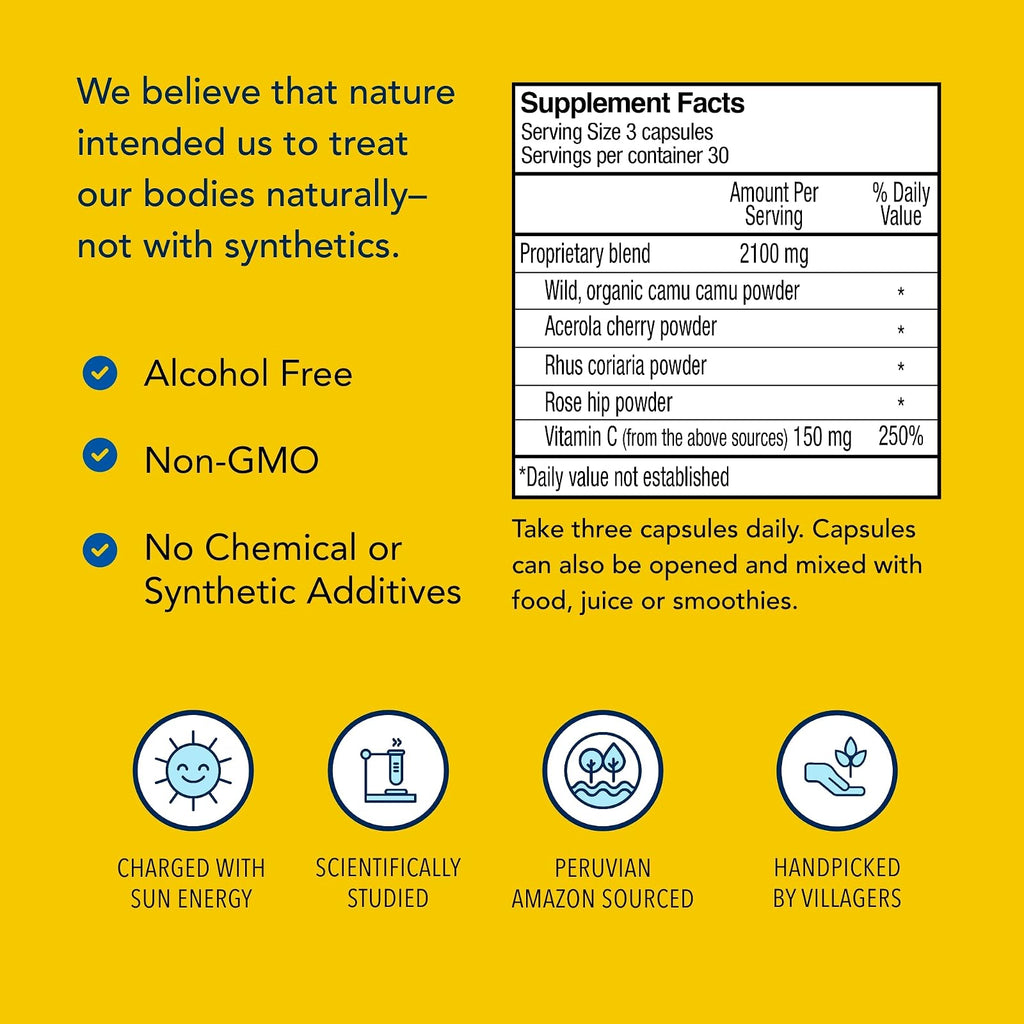 Natural vitamin C supplement capsules