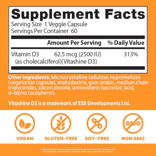 Natural vitamin D3 capsules for energy