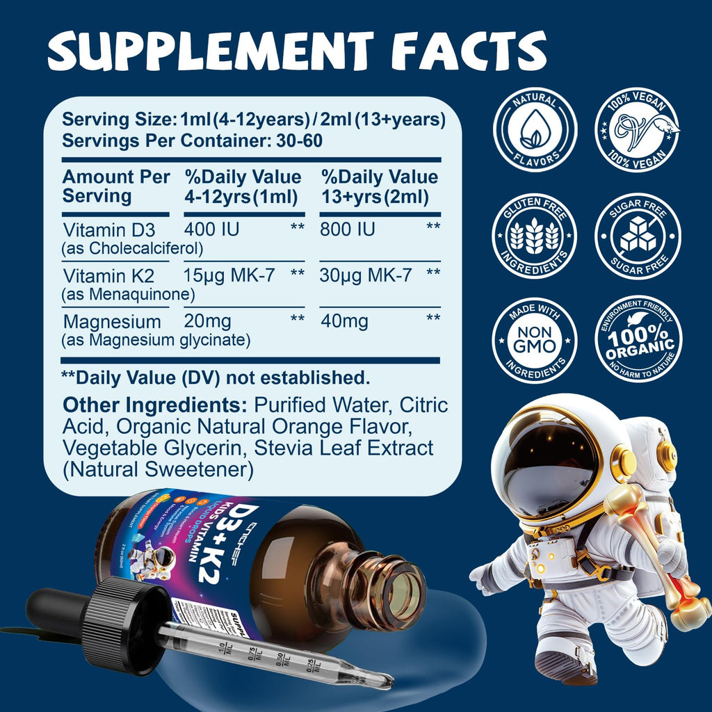 natural vitamin D3 K2 drops for children