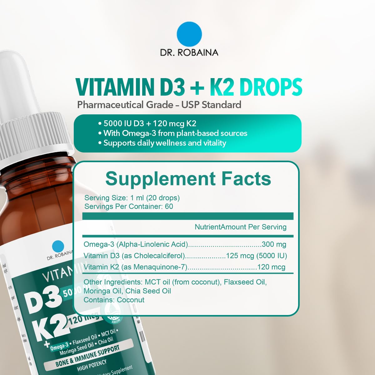 natural vitamin D3 K2 supplement drops