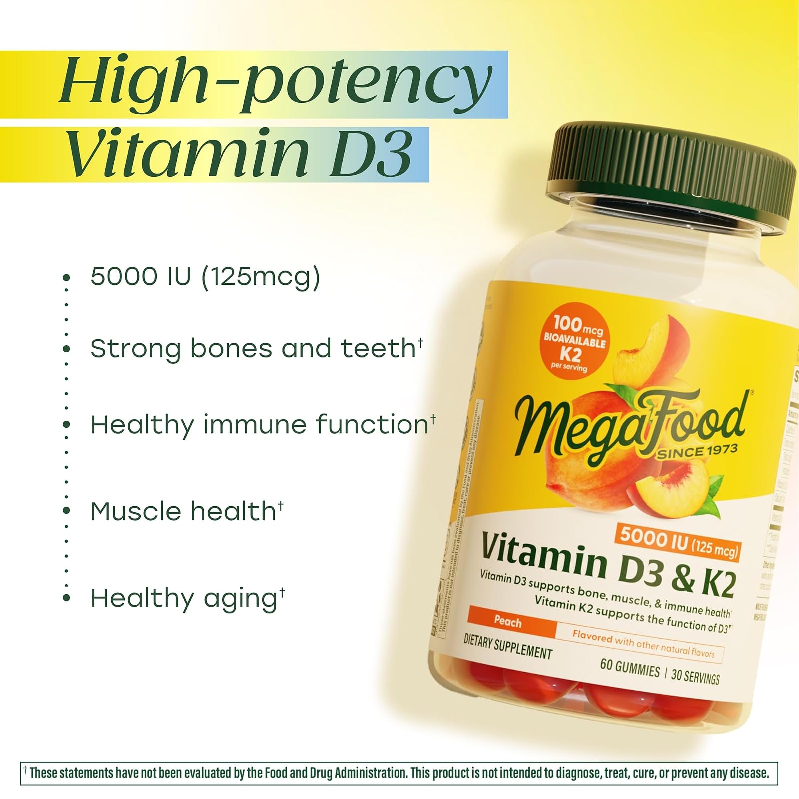 Natural vitamin D3 K2 supplement for energy