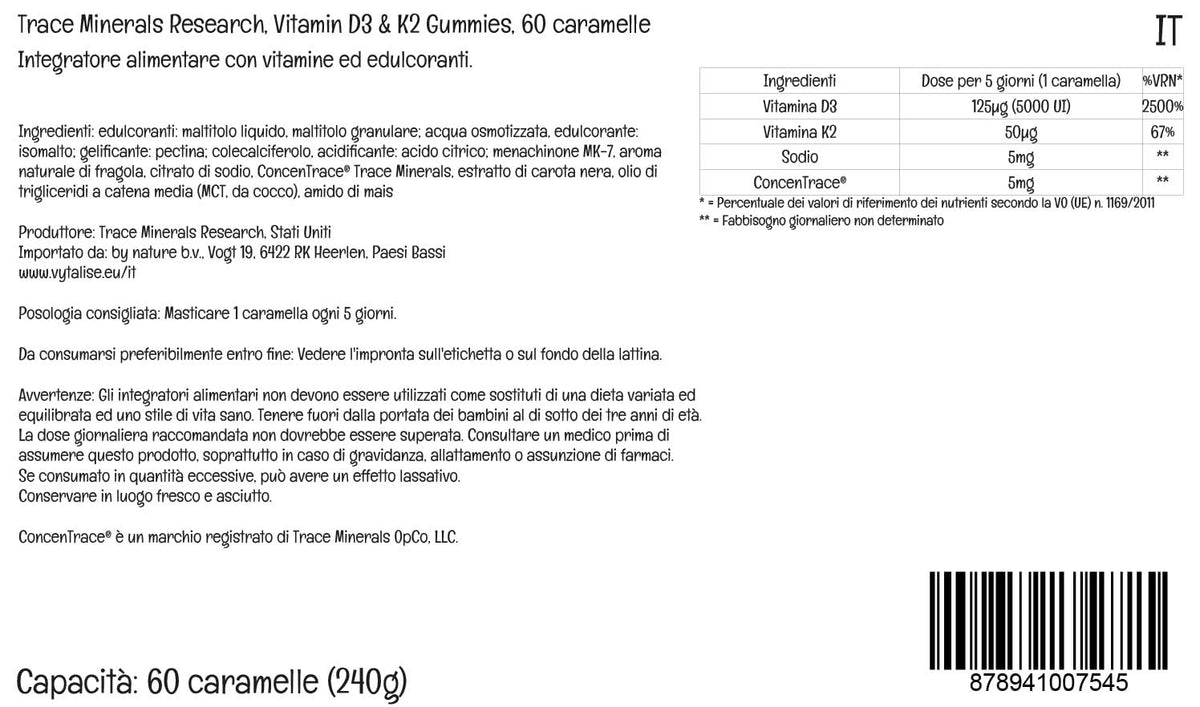 Natural vitamin D3 K2 supplement