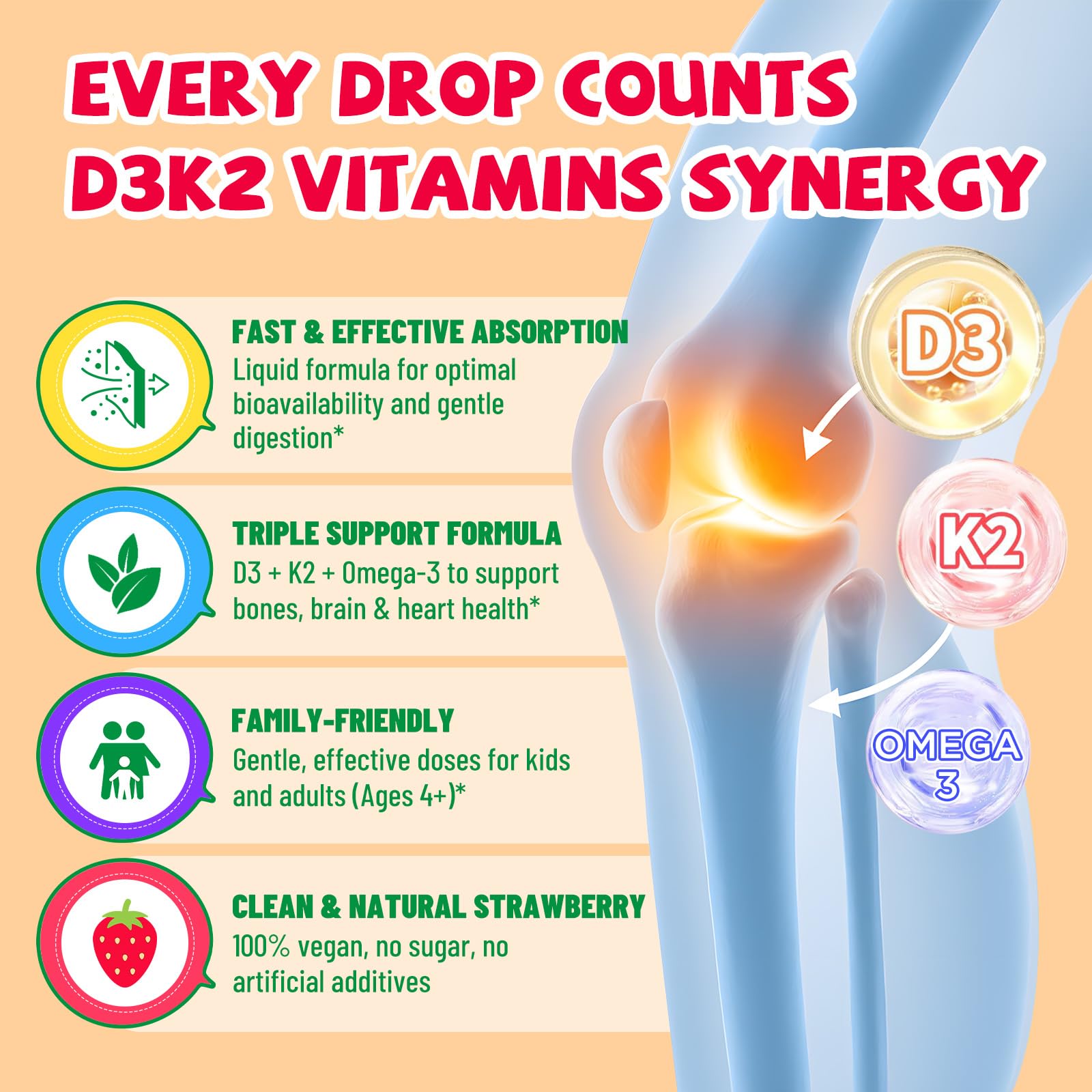 Natural vitamin D3 K2 supplement