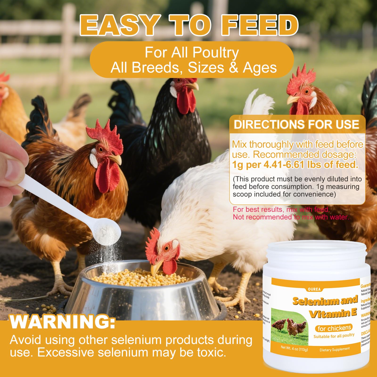 Natural vitamin E for chicken feed