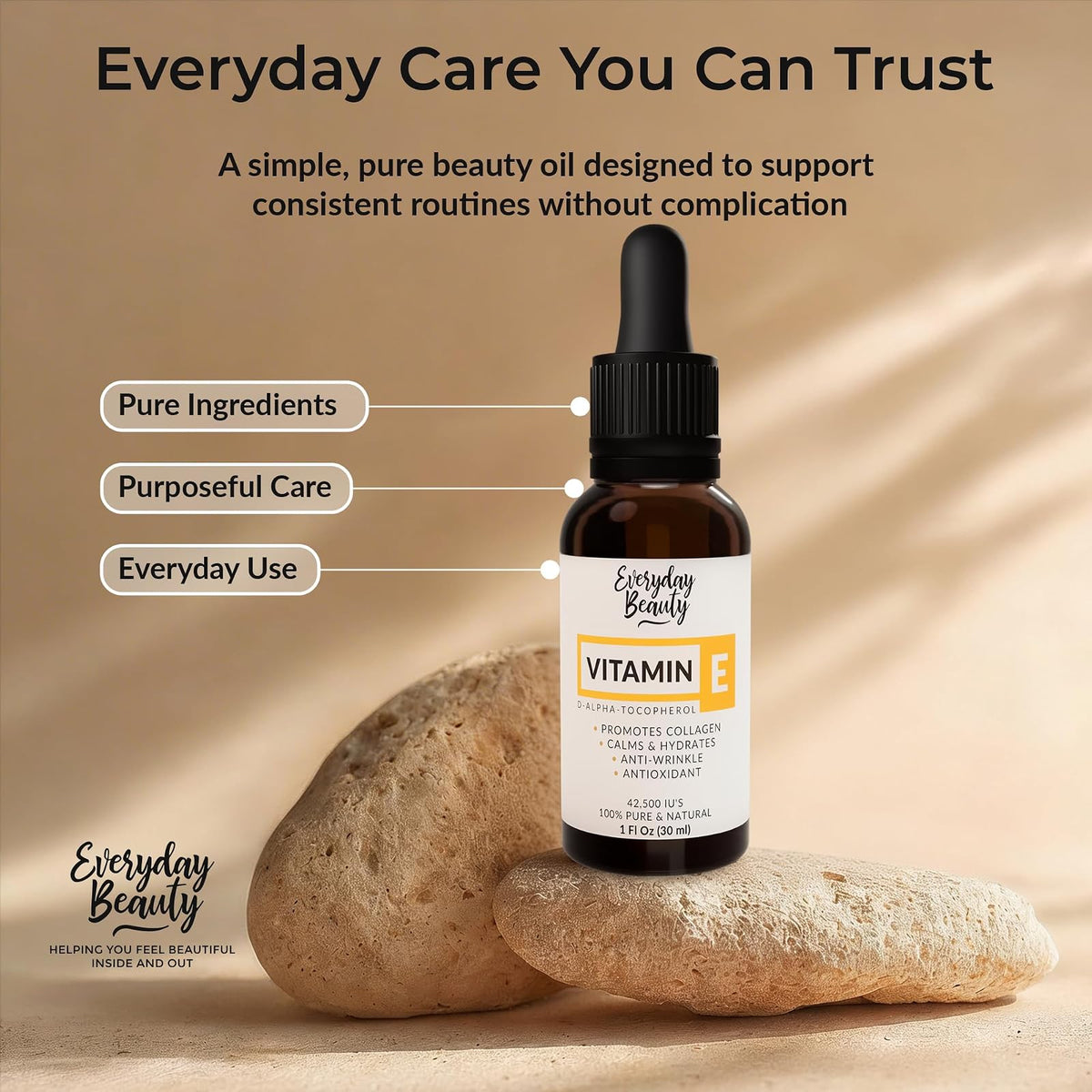 Natural vitamin E oil for daily skincare