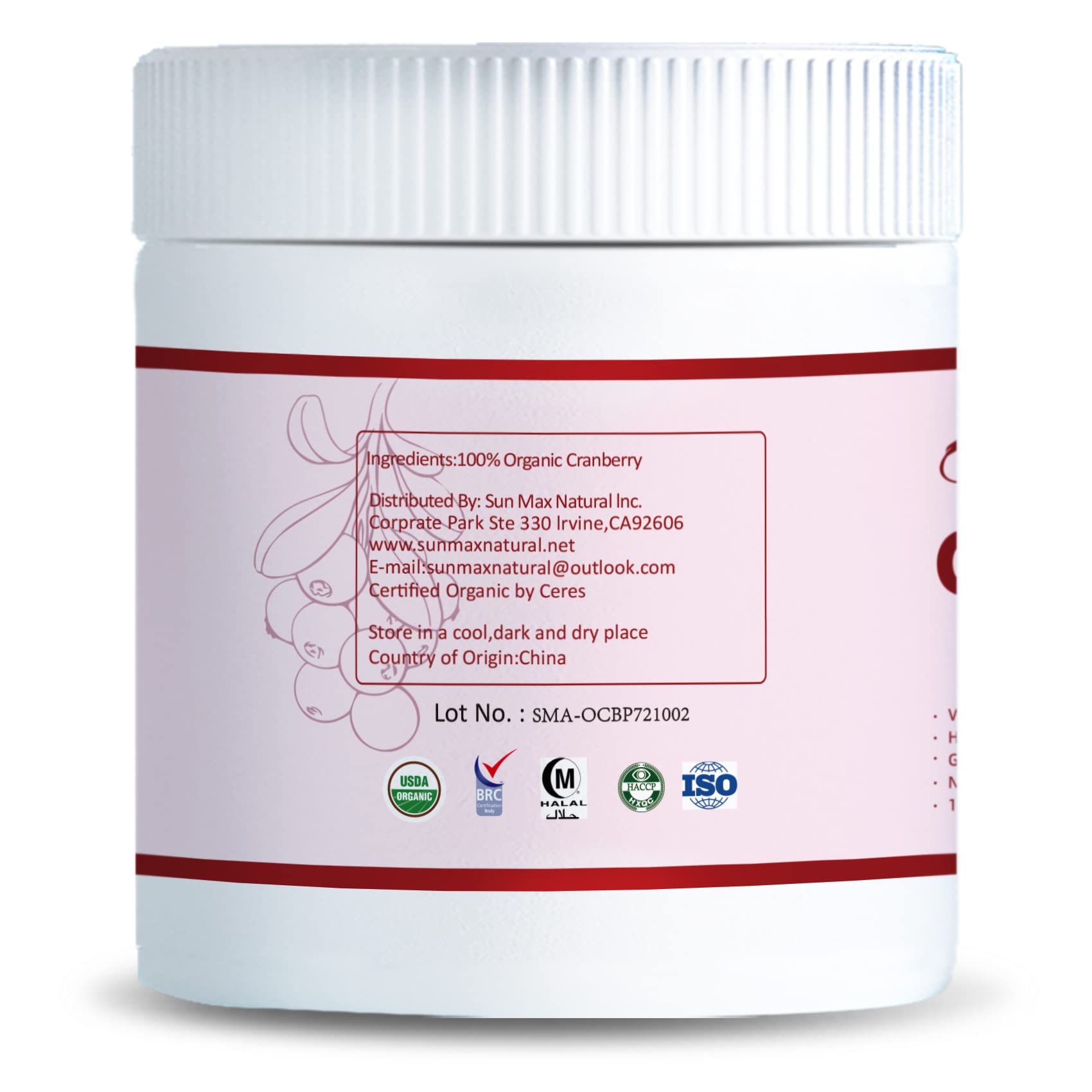 natural vitamins in cranberry powder