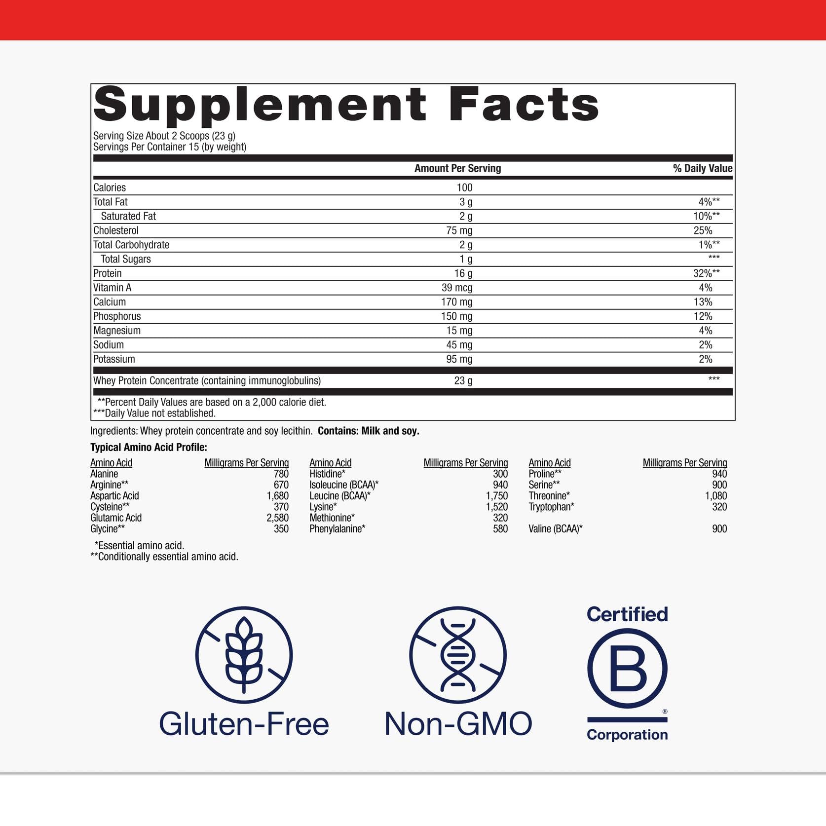 Natural whey protein for daily nutrition