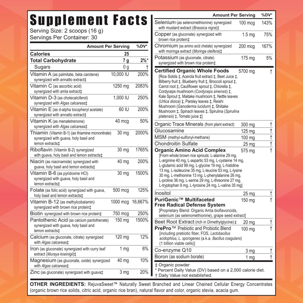 Natural whole food vitamin complex