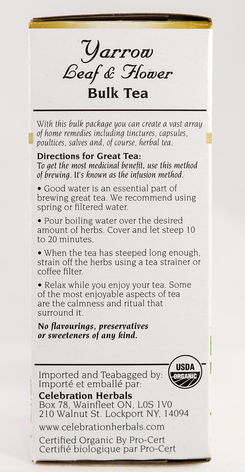 natural yarrow leaf infusion tea