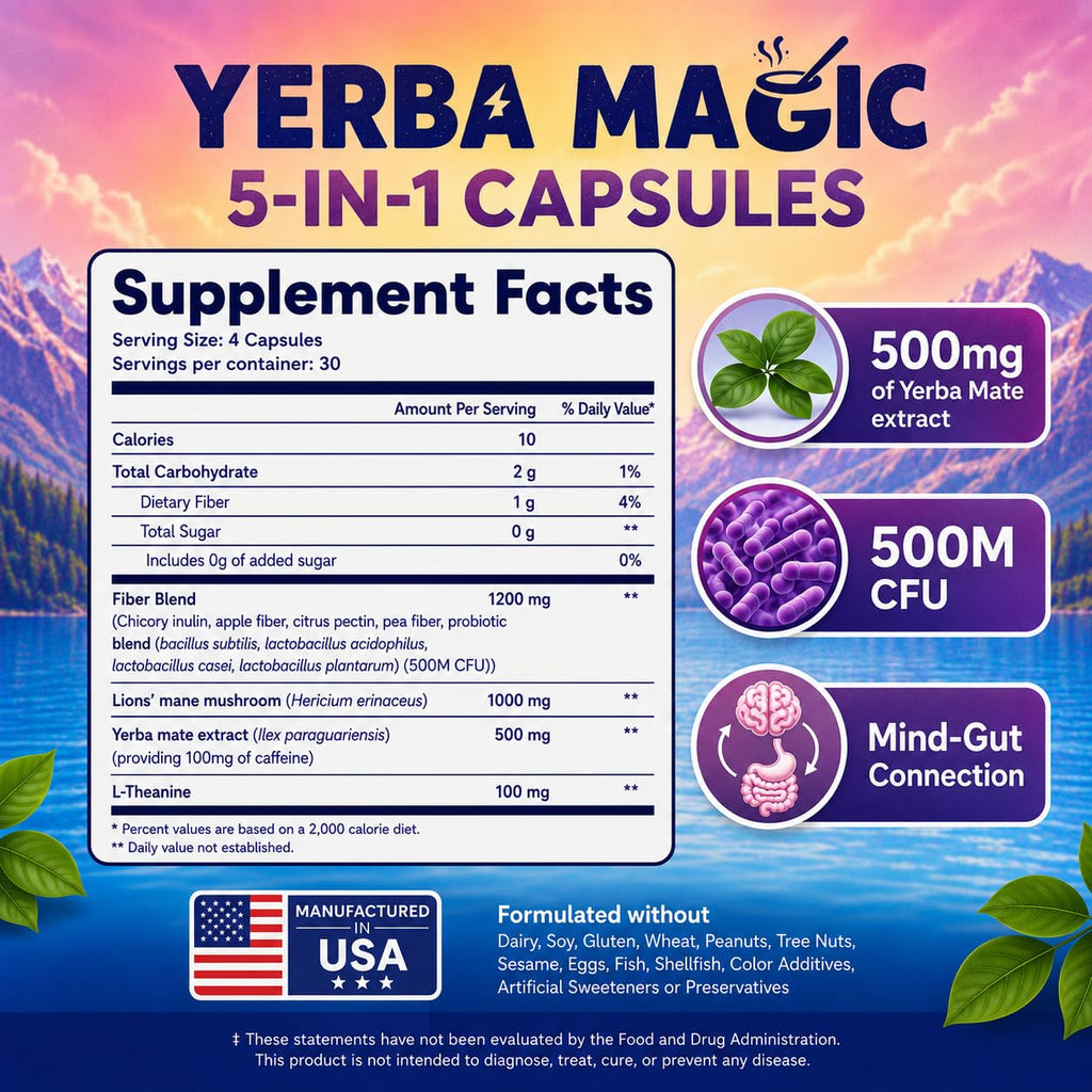 Natural yerba mate capsules for wellness