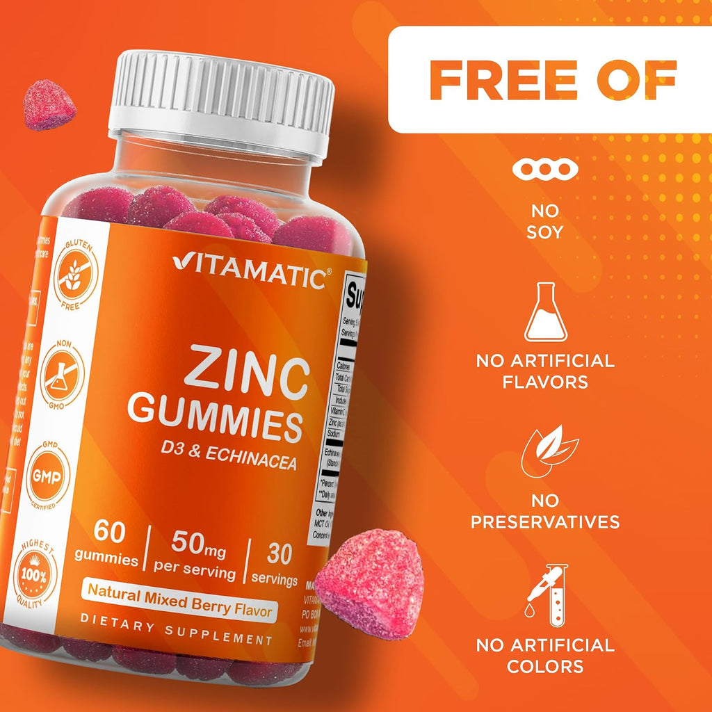 Natural zinc gluconate in gummy form