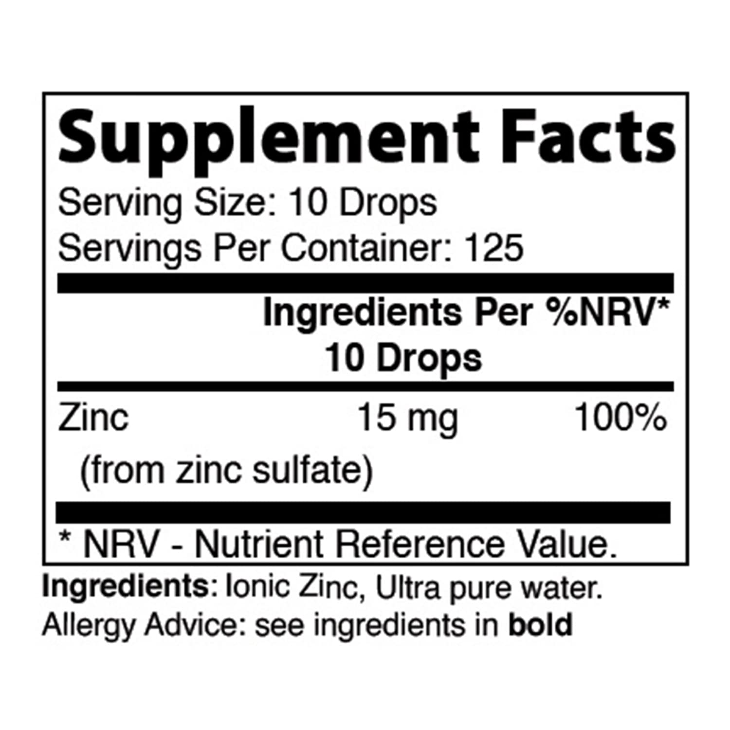 natural zinc in glass bottle