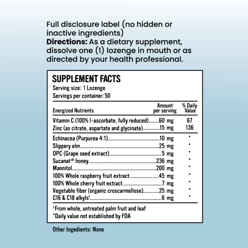 Natural zinc lozenges with echinacea