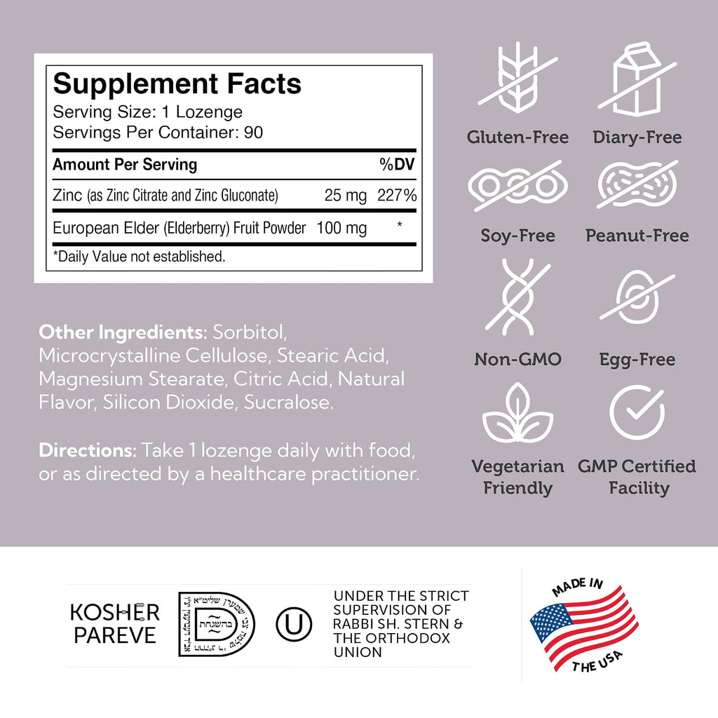 natural zinc lozenges with elderberry
