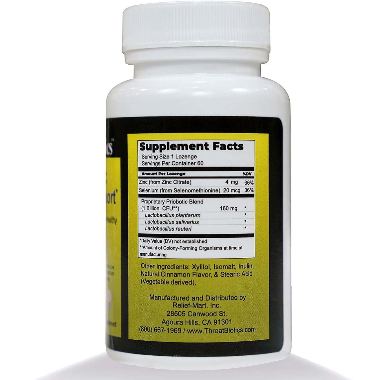Natural zinc lozenges with probiotics