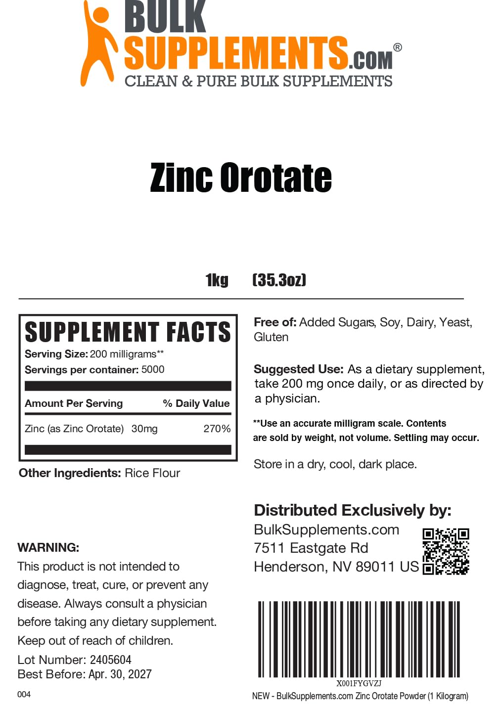 natural zinc orotate for health