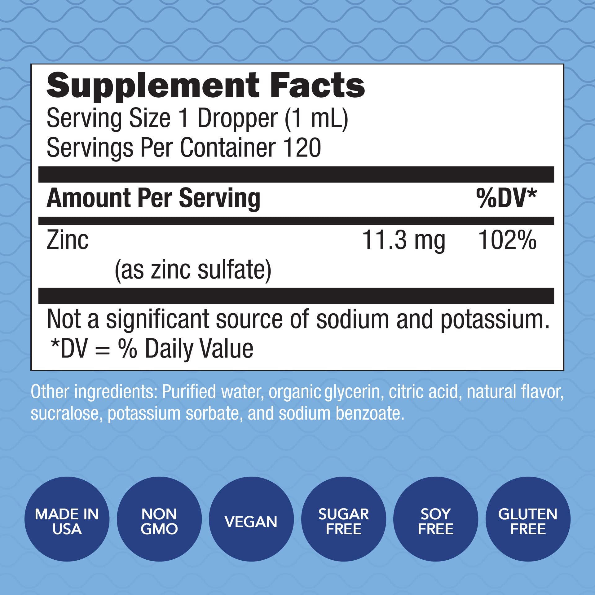 Natural zinc supplement for adults