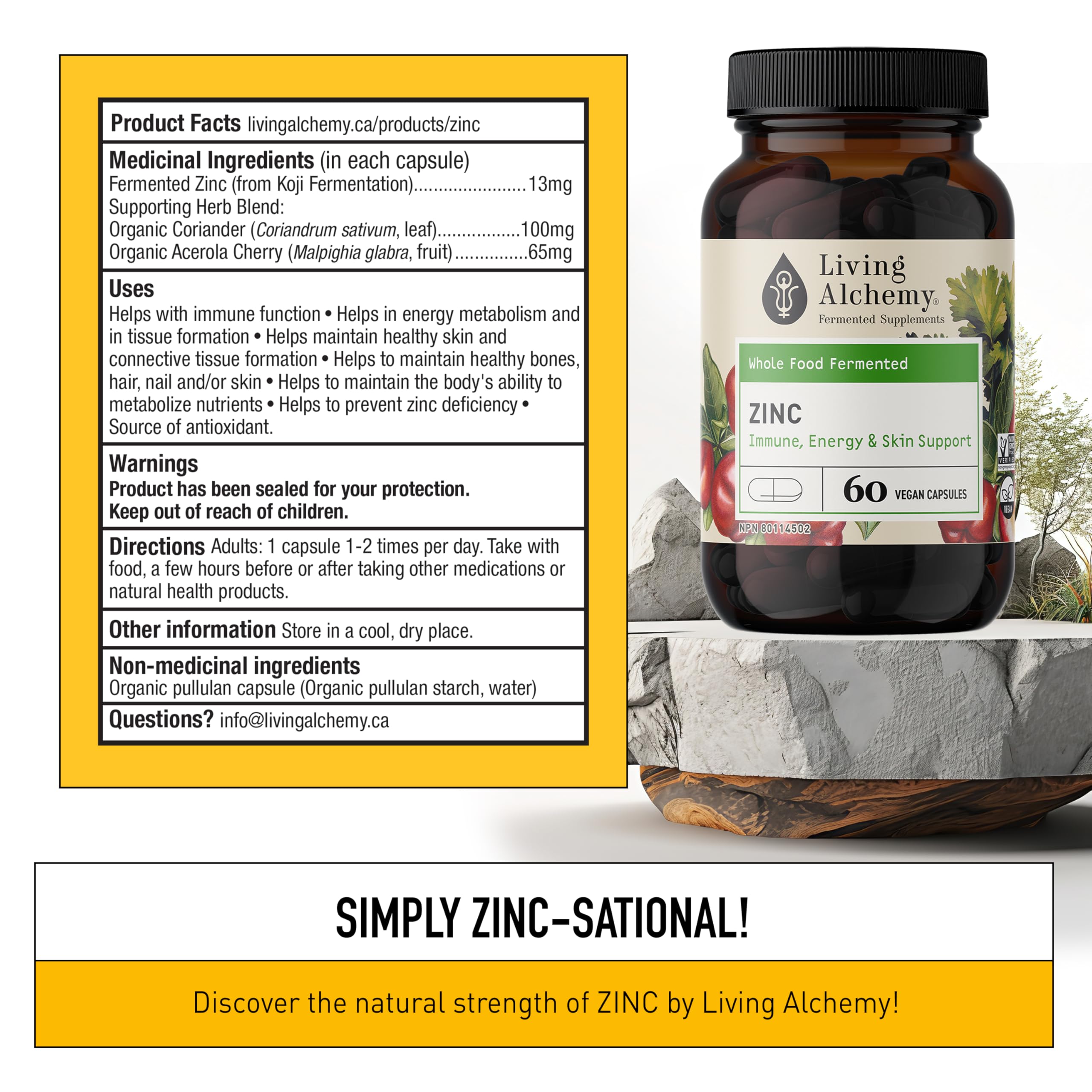 Natural zinc vitamin for skin health