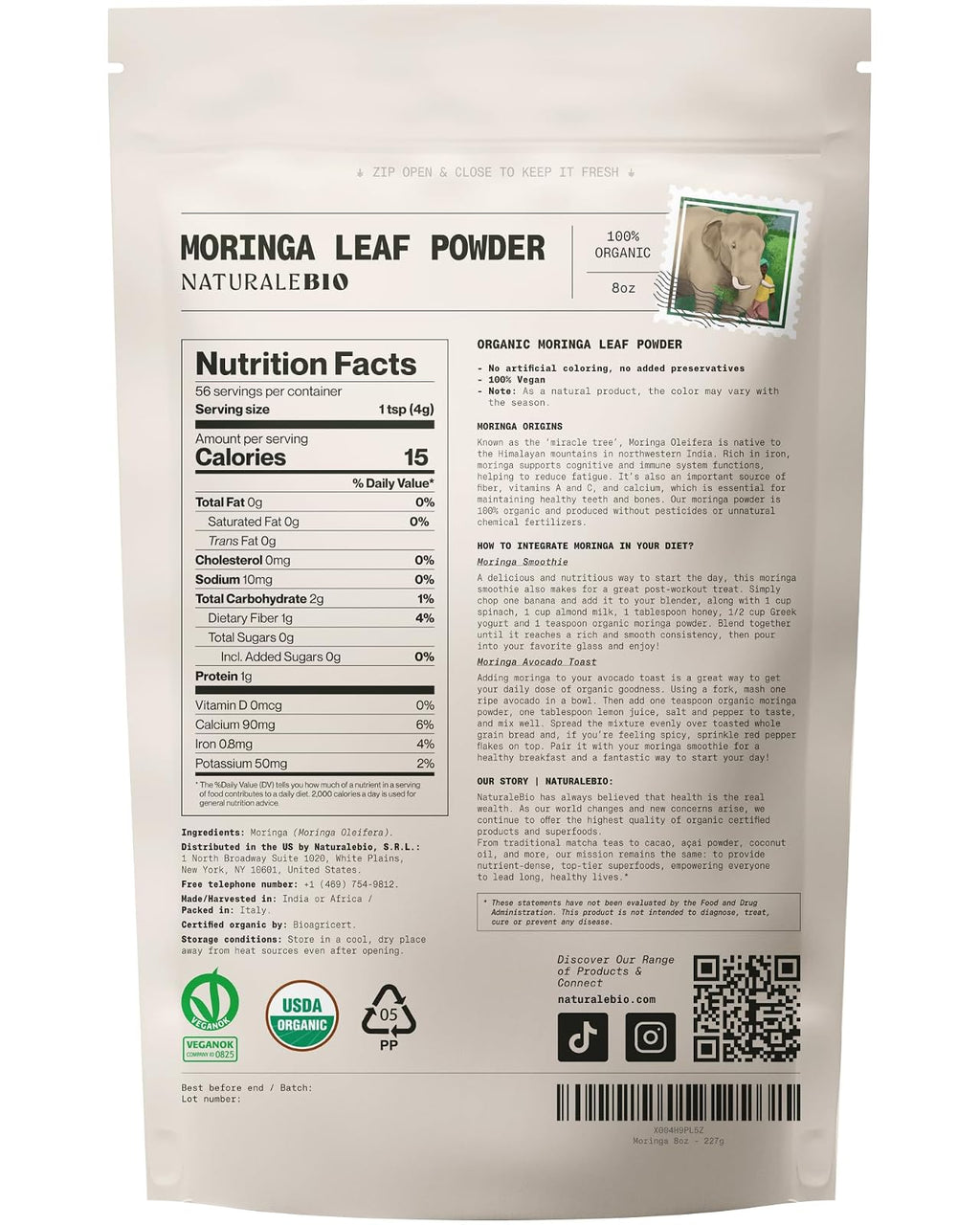 NaturaleBio Moringa powder for detox